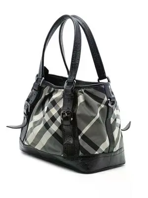 Burberry 2000-2017 Medium Beat Check Nylon Lowry Satchel - Grey