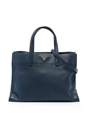 Prada Saffiano Soft Triple Pocket Tote Satchel
