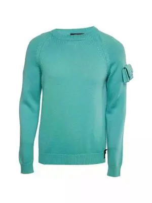 Fendi Wool Baguette Pocket Crew Neck Sweater - Blue