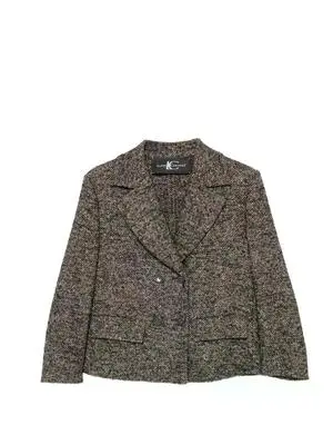 LUISA CERANO Double-breasted Herringbone-tweed Jacket