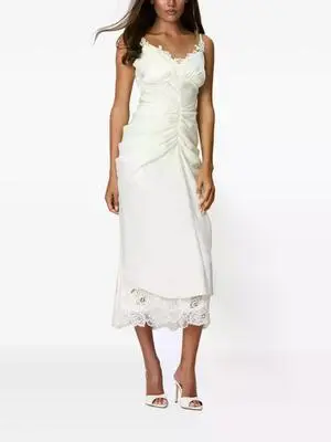 NORINA ST Lace Slip Ruched Slip Midi Dress - White