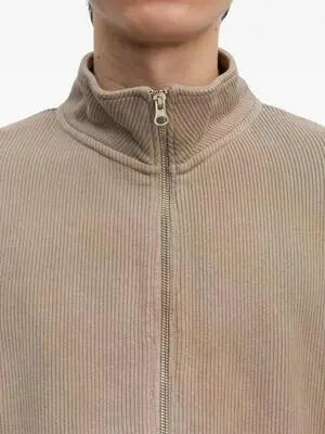 ANOTHER ASPECT Ribbed-knit Zip-up Sweatshirt - Neutrals