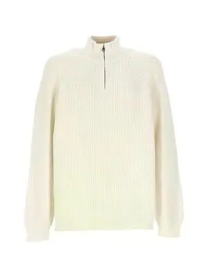 ANERKJENDT Ribbed-knit Quarter-zip Knitwear - Neutrals