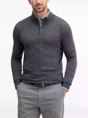 MOS MOSH Quarter-zip Knitted Sweater - Grey