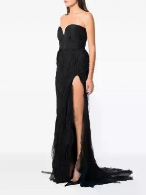 NORINA ST Zenya Plissé-effect Strapless Maxi Dress