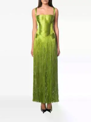 NORINA ST Emerald Fringe-trim Maxi Dress