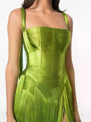 NORINA ST Emerald Fringe-trim Maxi Dress