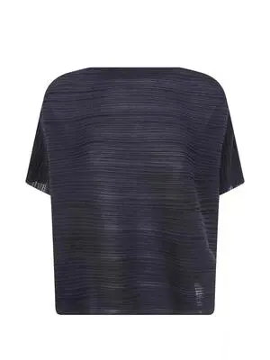Issey Miyake Pleated Boat-neck T-shirt - Blue
