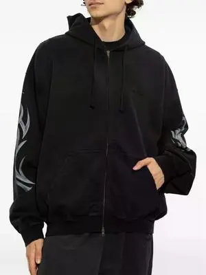 Vetements Tribal-print Zip-up Hoodie - Black