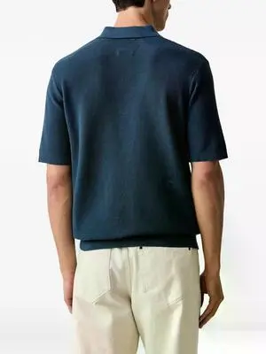 Scotch & Soda Waffle-knit Short-sleeve Polo Shirt - Blue