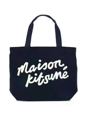 Maison Kitsuné Maison Kitsuné Handwriting-Print Tote Bag Blue