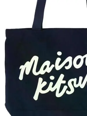 Maison Kitsuné Handwriting-print Tote Bag - Blue