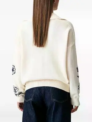 Scotch & Soda Royal Delft Floral-embroidered Polo-collar Sweater