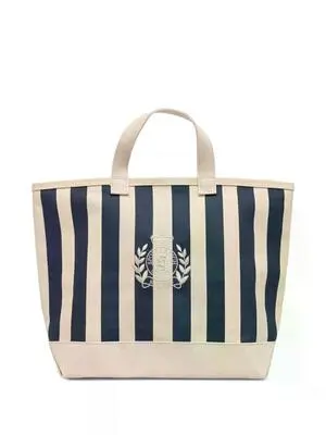 SPORTY & RICH Striped Embroidered Tote Bag - Neutrals
