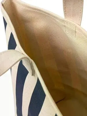 SPORTY & RICH Striped Embroidered Tote Bag - Neutrals