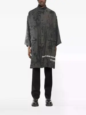 Yohji Yamamoto Jacquard-print Message-print Coat