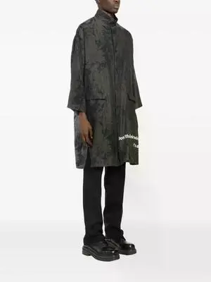 Yohji Yamamoto Jacquard-print Message-print Coat