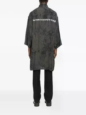 Yohji Yamamoto Jacquard-print Message-print Coat