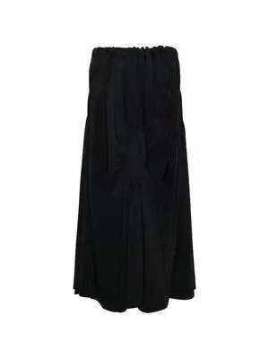 Y’s Gather-pleated Wide-leg Trousers - Black