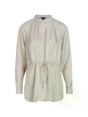 Eileen Fisher Drawstring-waist Band-collar Blouse