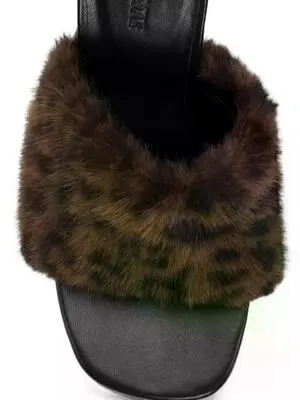 ROTATE BY BIRGER CHRISTENSEN Leather Mules Faux-fur Leo