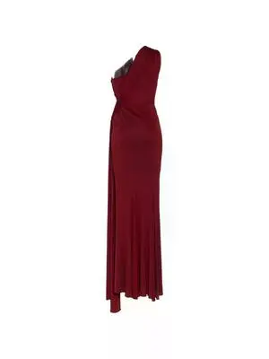 HERVE L. LEROUX Draped Asymmetric-neckline Gown