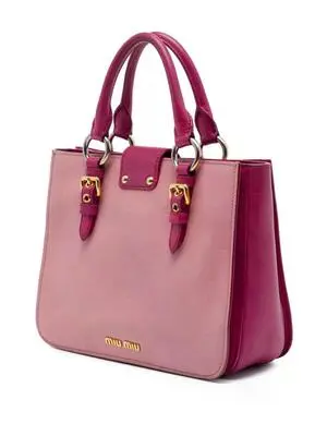 Miu Miu Bicolor Goatskin Madras Satchel