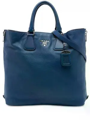 Prada Vitello Daino Side Zip Open Convertible Tote Satchel