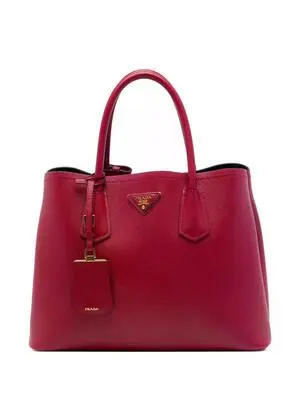 Prada 2010-2026 Medium Saffiano Cuir Double Satchel - Red