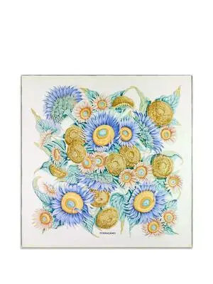 FERRAGAMO Sunflower-print Silk Scarf - Neutrals