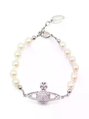 VIVIENNE WESTWOOD Mini Bas Relief Pearl Bracelet - Silver