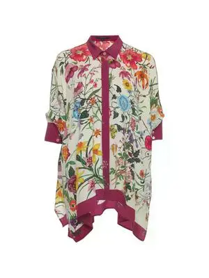Gucci Floral-print Silk Blouse - Neutrals