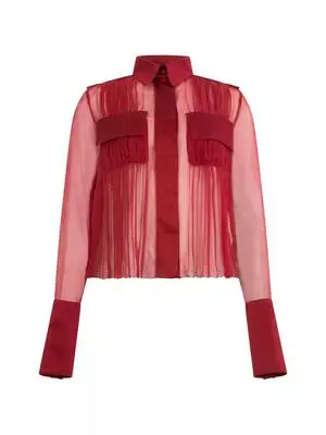 Alberta Ferretti Pleated Silk Blouse