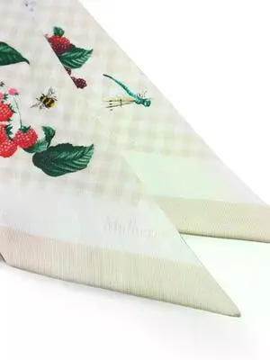 Mulberry Floral-print Gingham-check Scarf