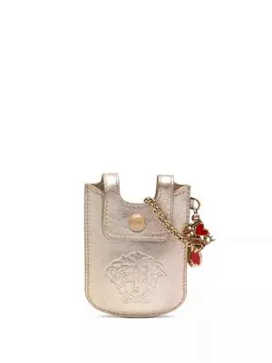 Versace 2000-2026 Metallic Leather La Medusa Chain Lipstick Holder - Gold