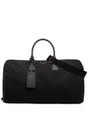 Prada Saffiano Trimmed Embroidered Fabric Travel Bag