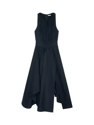 Givenchy Asymmetric Poplin Maxi Dress With Bow - Blue