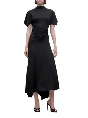 Victoria Beckham Draped Midi Dress - Black