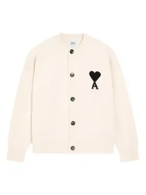AMI Paris Adc Cardigan - White/black