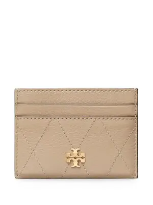 Tory Burch Charlie Quilted Card Case Beige