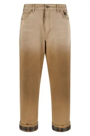 GOLDEN GOOSE Journey Russell Trousers With Check Lapels - Beige