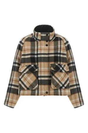 Pinko Checked Wool-blend Crop Jacket