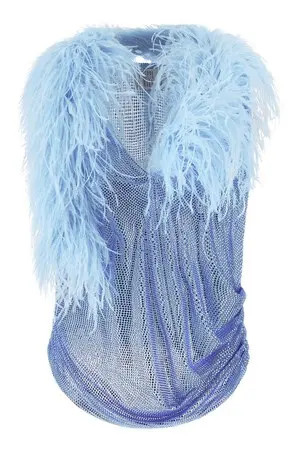 Giuseppe Di Morabito Mesh And Feather Top - Light Blue