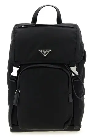 Prada Re-nylon Logo Backpack - Black
