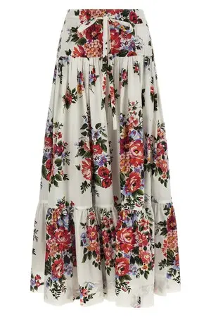 Dolce & Gabbana Mazzo Di Fiori Cotton Poplin Maxi Skirt