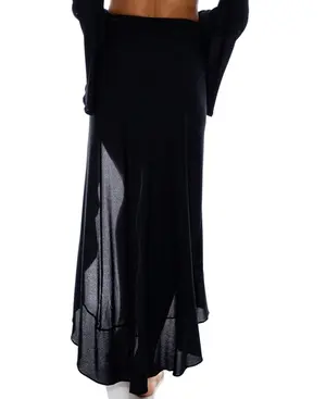 Luli Fama Cosita Buena Ruffle High-low Slit Skirt - Black