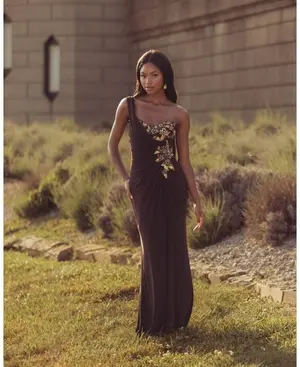 Mac Duggal One Shoulder Embellished Jersey Gown