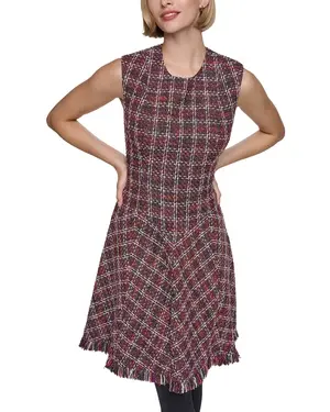 Sonia Rykiel Paris Jewel Neck Fringe Trim Dress