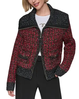 Sonia Rykiel Paris Tweed Zip Front Sweater Jacket