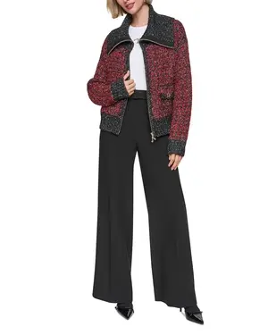 Sonia Rykiel Paris Tweed Zip Front Sweater Jacket